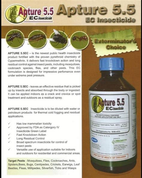Apture 55 Ec Cypermethrin Residual Category Iv Green Label Insecticide