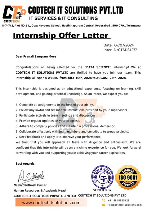 Internship Careergrowth Grateful Pranali More