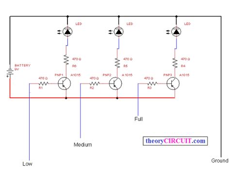 Water Level Indicator Using Transistor Circuit Diagram