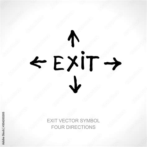 Exit Vector Symbol Four Directions Sketch Illustration Stock Vector Adobe Stock
