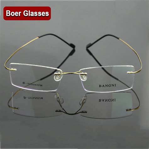B Titanium Hingeless Rimless Non Screw Pure Titanium Flexible