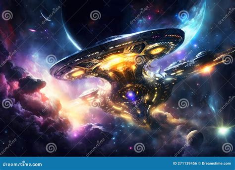 Combat Futuristic Spaceship Intergalactic War Neural Network Ai Generated Art Stock