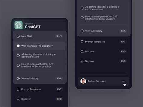 chatgpt side menu redesign behance