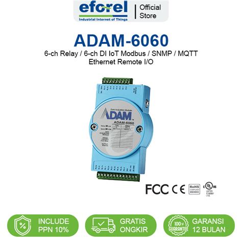 6 Relay 6 Digital Input Iot Modbus Ethernet Module Advantech Adam 6060