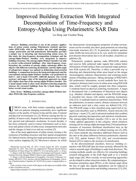 Pdf Improved Building Extraction With Integrated Decomposition Of Time Frequency And Entropy