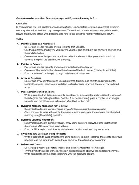 Pointers Comprehensive Exercise Pdf Pointer Computer Programming