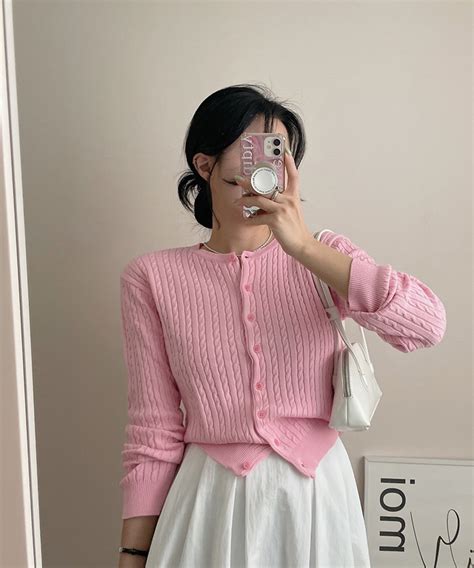 몽그라미 13컬러~봄데일리베이직템 후르츠 베이직 기본 라운드 꽈배기 케이블 니트 가디건