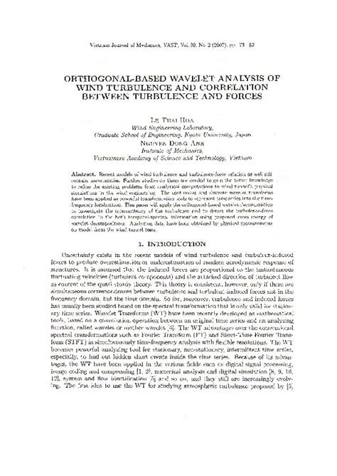 Pdf Wavelet Analysis Of Wind Turbulence And Force Correlation