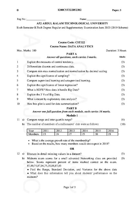 2023 June Cst322 C Question Paper 1200cst32205230 2 Page 1 Of 3 Course Code Cst Course Name