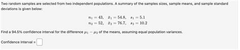 solved two random samples are selected from two independent
