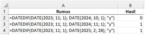 Fungsi Datedif Excel Mencari Selisih Dua Tanggal Excelandor