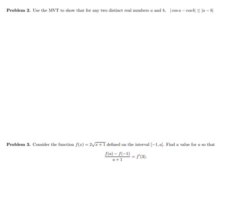 Solved Problem 1 Check Whether The Mvt Can Be Applied To