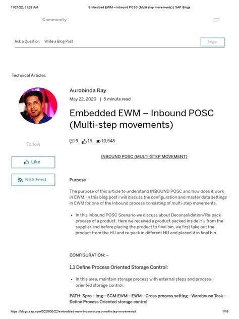 Embedded Ewm Inbound Posc Multi Step Movements Sap Blogs Pdf Software Engineering