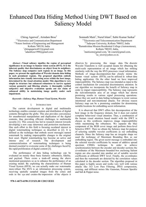 Pdf Enhanced Data Hiding Method Using Dwt Based On Saliency Model