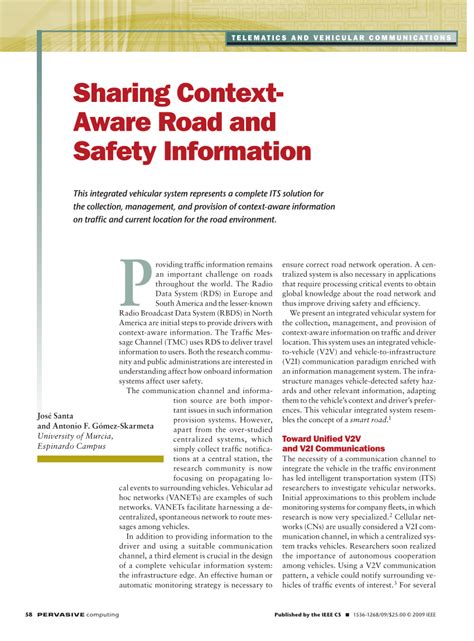 Pdf Sharing Context Aware Road And Safety Information