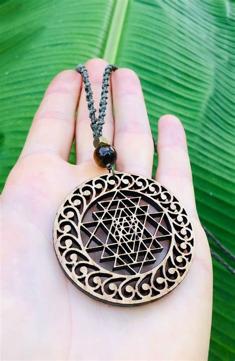 Big Sri Yantra Necklace Sacred Geometry Yoga Jewelry Etsy