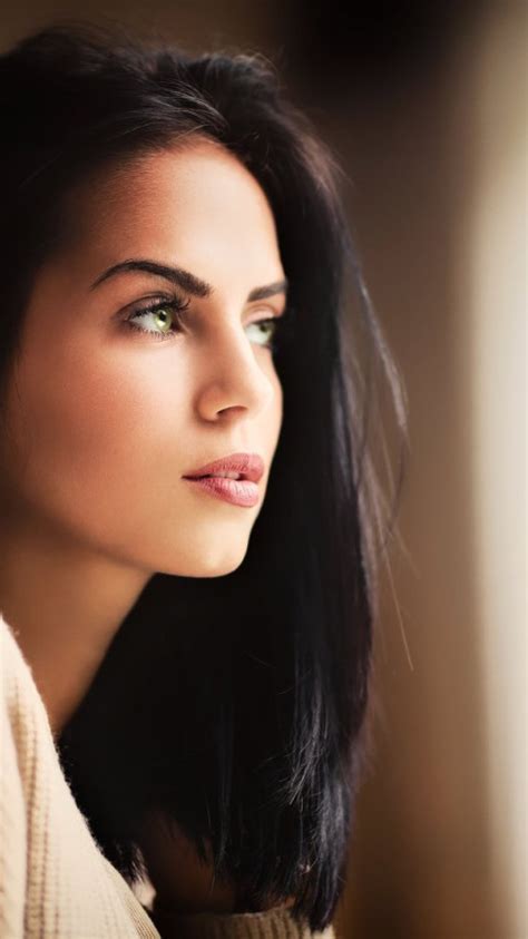 Download Wallpaper Girl Green Eyes Woman Model Face Black Hair