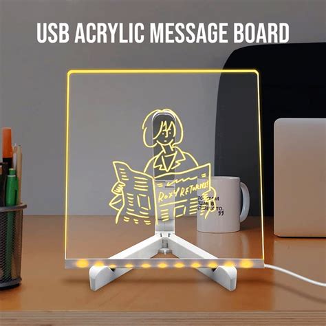 Led Light Up Writing Board With Markers Colorful Diy Acrylic Writing