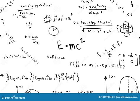 Math Equations Hand Write Scientific Formulas And Calculations In Physics And Mathematics On