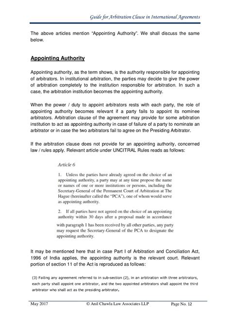 Guide For Arbitration Clause In International Agreements In India
