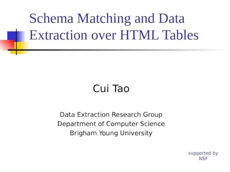 Ppt Schema Matching And Data Extraction Over Html Tables Dokumentips