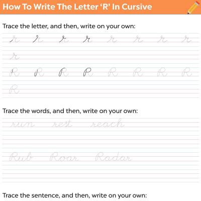 Cursive R Writing Worksheet MomJunction
