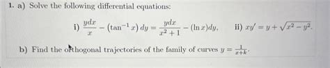 Solved 1 A Solve The Following Differential Equations I