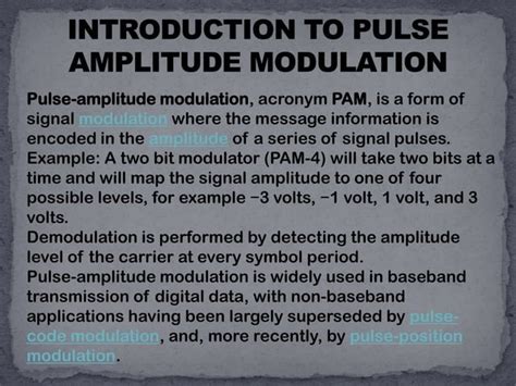 Pulse Amplitude Modulation Pam Pptx