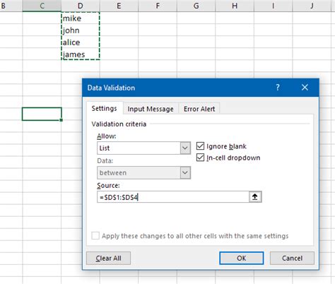 Microsoft Excel Data Validation List Only To Include Every Cells Super User