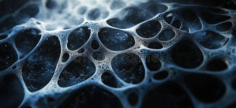 Abstract Close Up Of Intricate Cellular Structure With Glowing Blue Highlights Stock Image