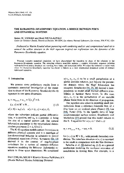 Pdf The Kuramoto Sivashinsky Equation A Bridge Between Pdes And Dynamical Systems