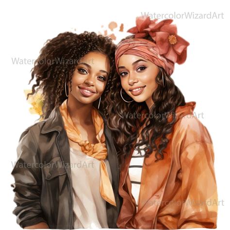 Watercolour Black Girl Clipart Best Female Friend Png Soul Sisters