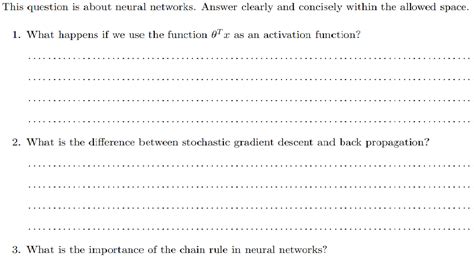 Solved This Question Is About Neural Networks Answer Chegg Com