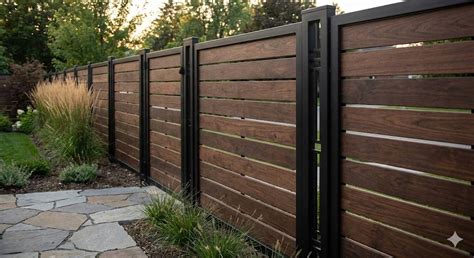 Mixed Material Fence Design Wood And Metal Combinations