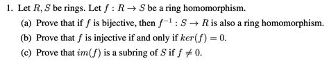 Solved Let R S Be Rings Let F RS Be A Ring Chegg Com