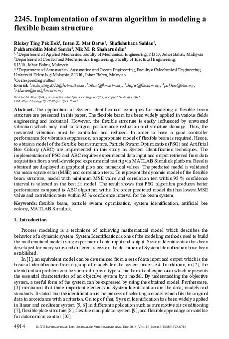 Pdf Implementation Of Swarm Algorithm In Modeling A Flexible Beam