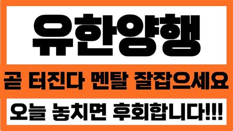 유한양행 주가전망 곧 터진다 멘탈 잘 잡으세요 오늘 놓치면 후회합니다 유한양행 유한양행주가전망 Youtube