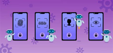 Smartphone Security Methods With Robots Vector Art At Vecteezy