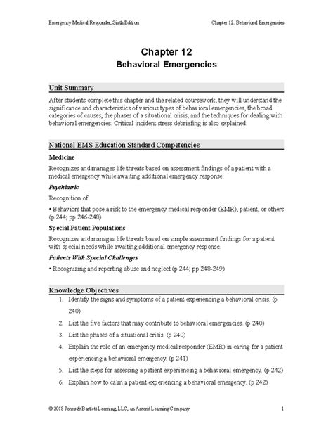 Ch 1 EMS Systems Notes Chapter 1 EMS Systems Unit Summary After Babes Complete This Chapter
