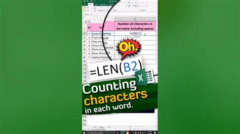 Want To Master Excel Learn How To Count Characters In Each Word Exceltips Exceltricks Youtube