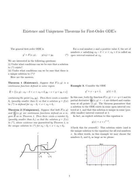 Existence And Uniqueness Theorem Pdf Pdf Ordinary Differential Equation Continuous Function