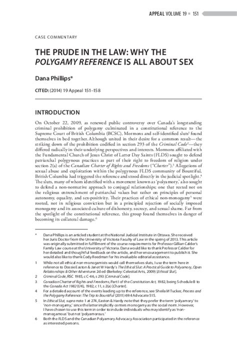 Pdf The Prude In The Law Why The Polygamy Reference Is All About Sex