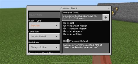 [bedrock] Syntax Error When Using Fill Command R Minecraft