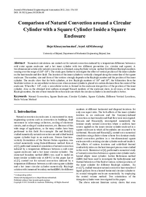 Pdf Comparison Of Natural Convection Around A Circular Cylinder With