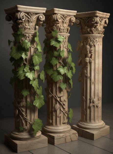 Premium Photo The Columns Of The Temple Are Covered In Ivy