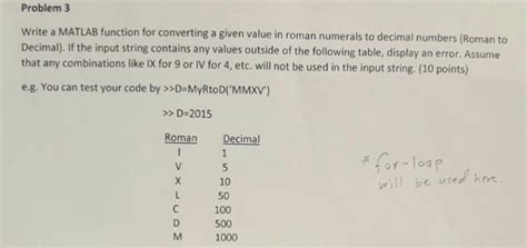 Solved Write A Matlab Function For Converting A Given Value