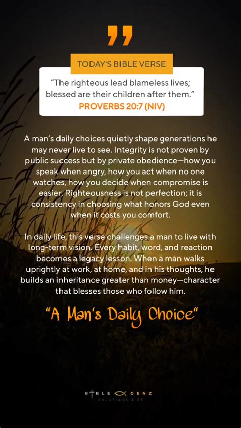Title The Mans Daily Choices Proverbs 207 Niv Todays Verse