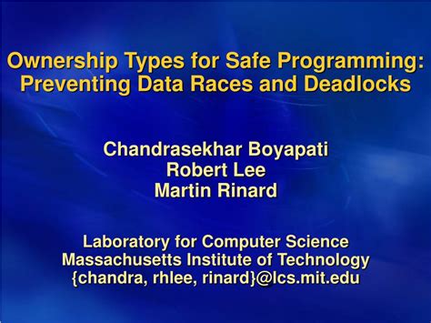 Ppt Ownership Types For Safe Programming Preventing Data Races And Deadlocks Powerpoint