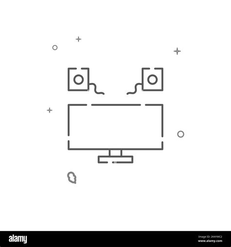 Large Tv With Music Speakers Simple Vector Line Icon Symbol Pictogram