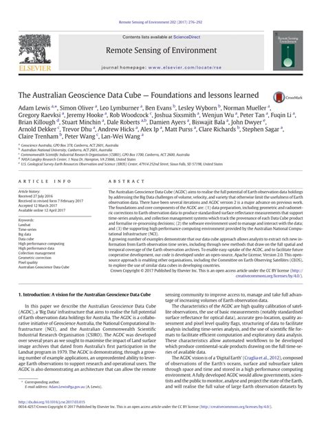 Pdf The Australian Geoscience Data Cube — Foundations And Lessons Learned